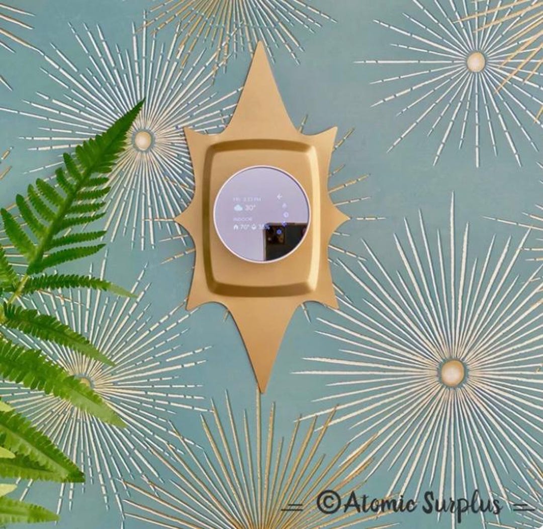 Astro Thermostat Backer Plate: Mid Century Modern Starburst Google Nest ...