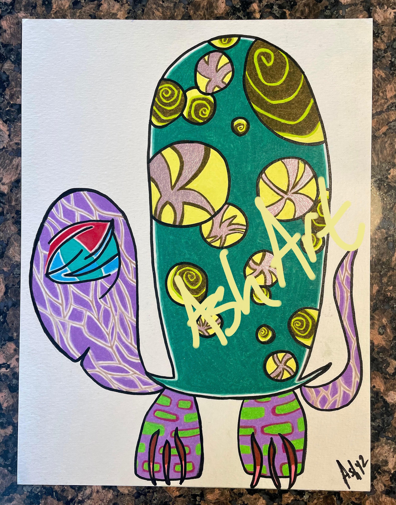 Custom Customize Funky Unique Bright Purple Hippie Cool Turtle | Etsy