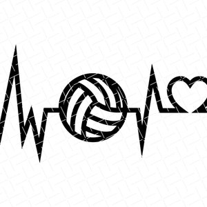 Volleyball Heartbeat Clipart, Volleyball Svg, Volleyball Heartbeat Svg ...
