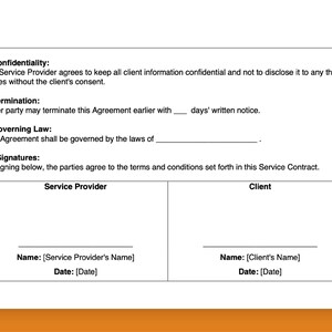 Service Contract Template, Service Contract Editable, Fillable Service ...