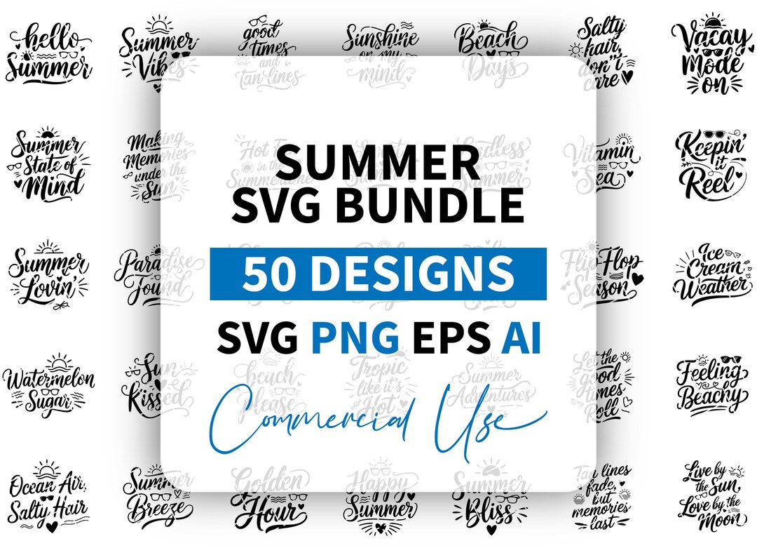 Summer Quotes Svg Bundle, Summer Svg Bundle, Beach Sublimation Designs ...