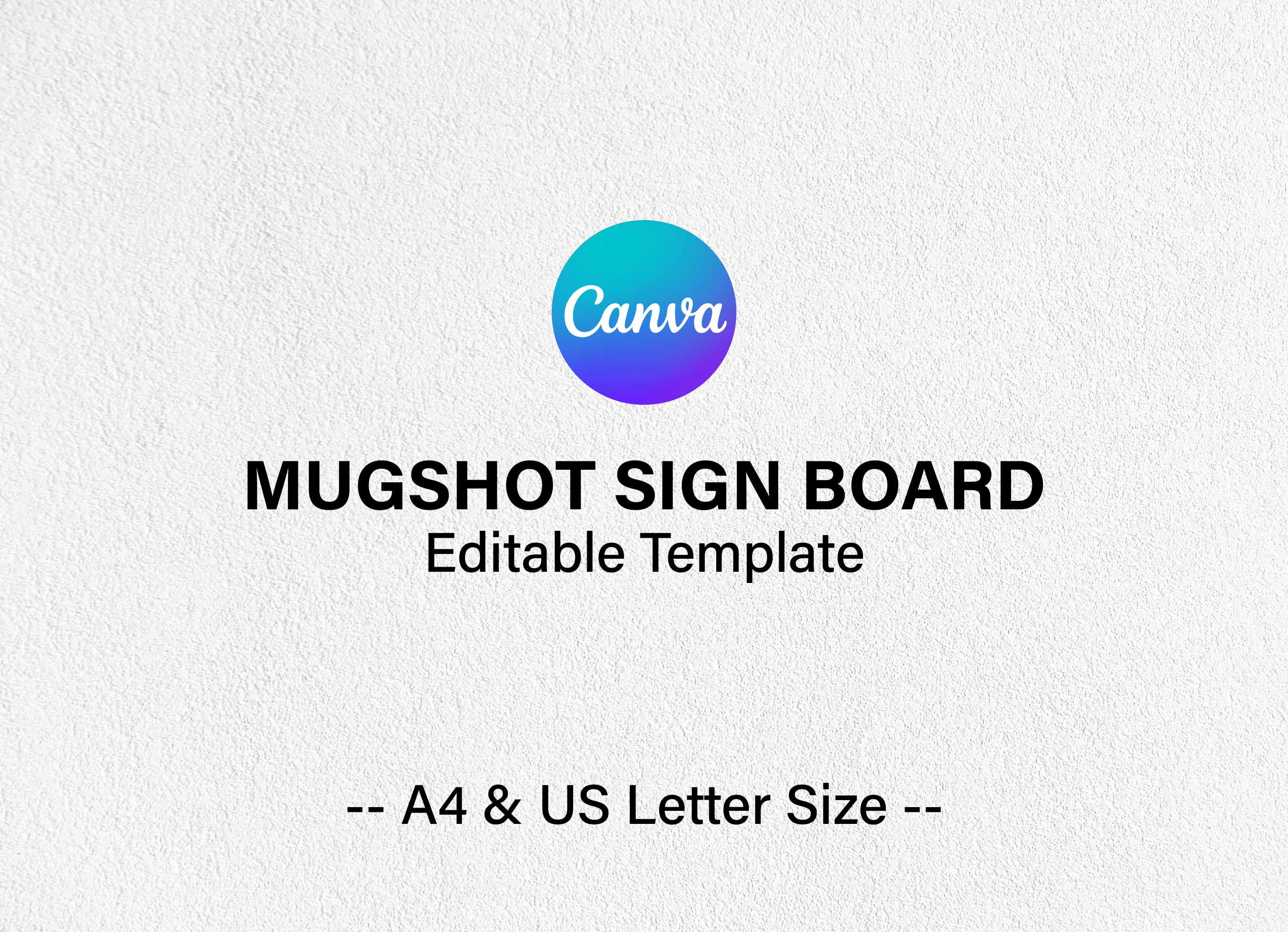 Mugshot Sign Board Editable, Mug Shot, Police Party, Canva Template ...