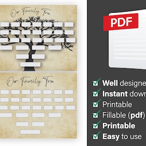 Family Tree Fillable, Custom Family Tree Printable Template, Blank ...