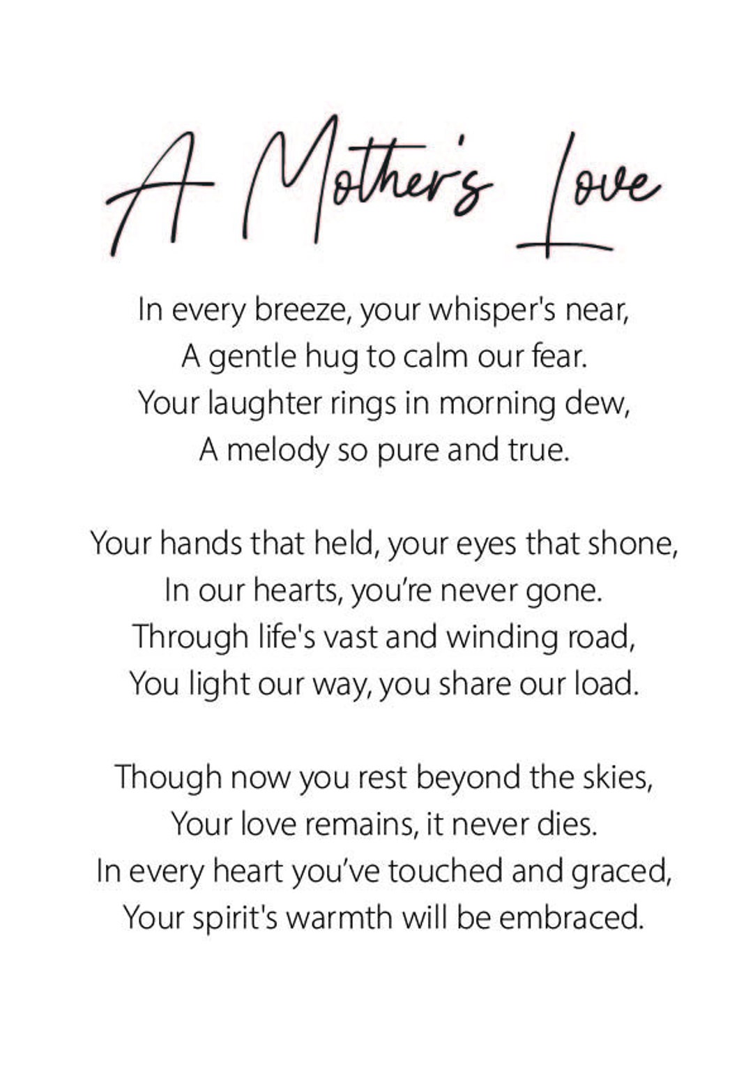 Funeral Poems for Mom, Poem for Funerals, Poems, Printable Poems ...
