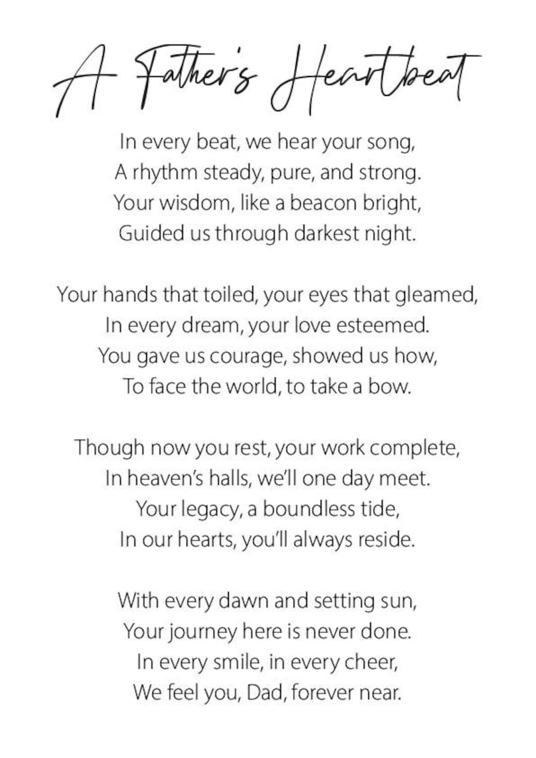 Funeral Poems for Dad, Poem for Funerals, Poems, Printable Poems ...