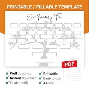 Family Tree Fillable, Custom Family Tree Printable Template, Blank ...