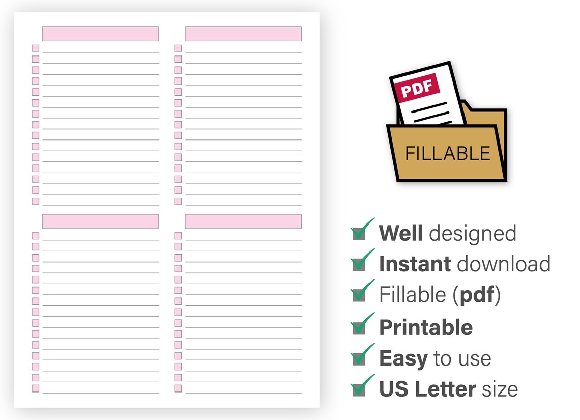 6 Blank Checklist Templates - Editable & Printable - Minimalist To-do ...