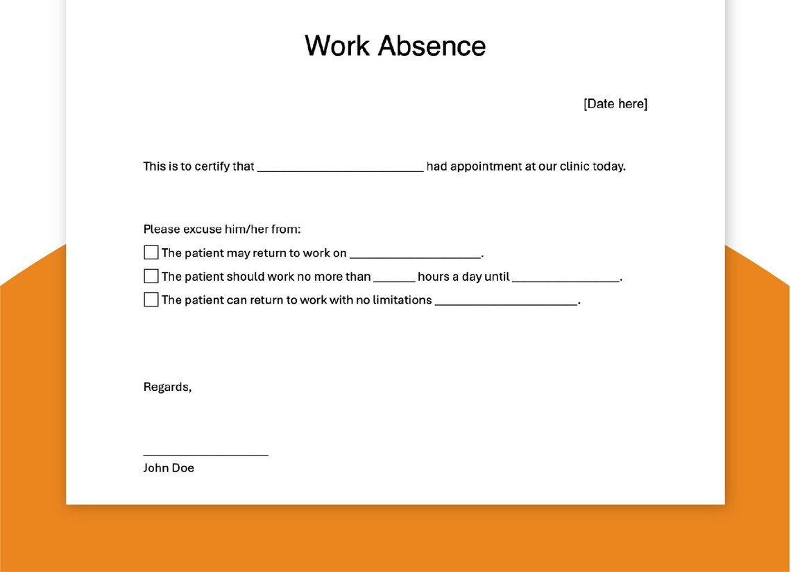 Work Absence Editable, Fillable Doctor Excuse Note, Fillable Doctor ...