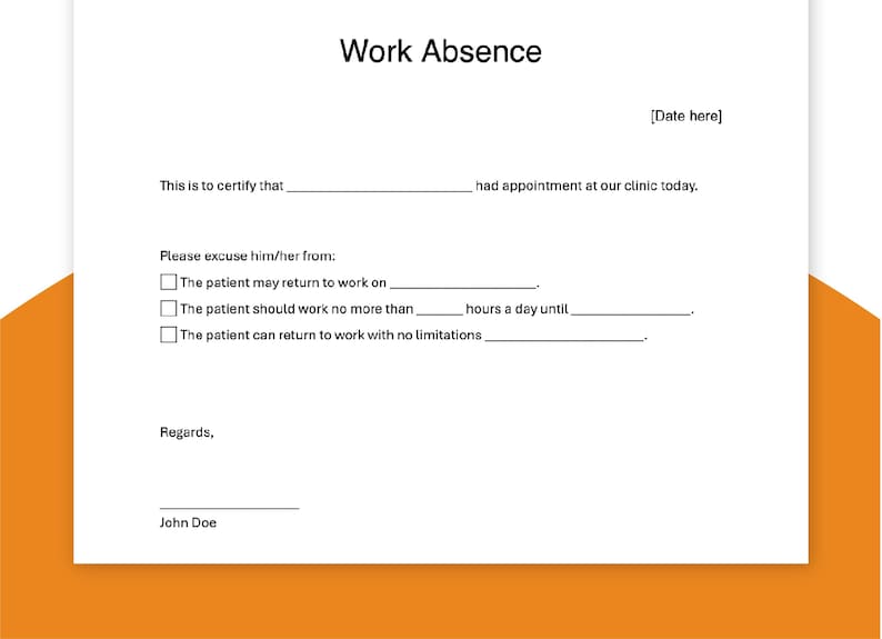 Work Absence Editable, Fillable Doctor Excuse Note, Fillable Doctor ...