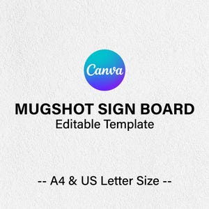 Mugshot Sign Board Editable, Mug Shot, Police Party, Canva Template ...