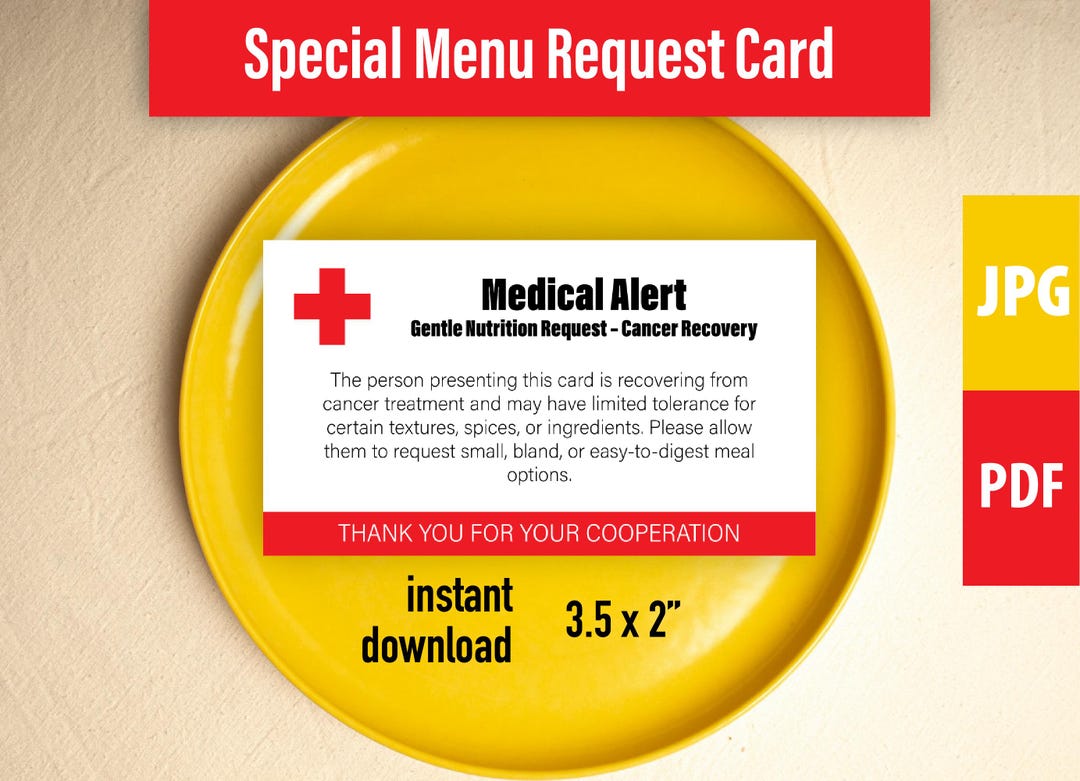 Printable Special Menu Request Card, Cancer Recovery, Cancer Special ...