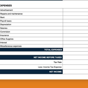 Profit and Loss Statement Template Editable, Expense Report Fillable ...
