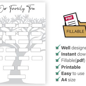Family Tree Fillable, Custom Family Tree Printable Template, Blank ...