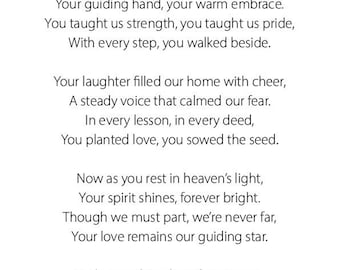 Funeral Poems for Dad, Poem for Funerals, Poems, Printable Poems ...
