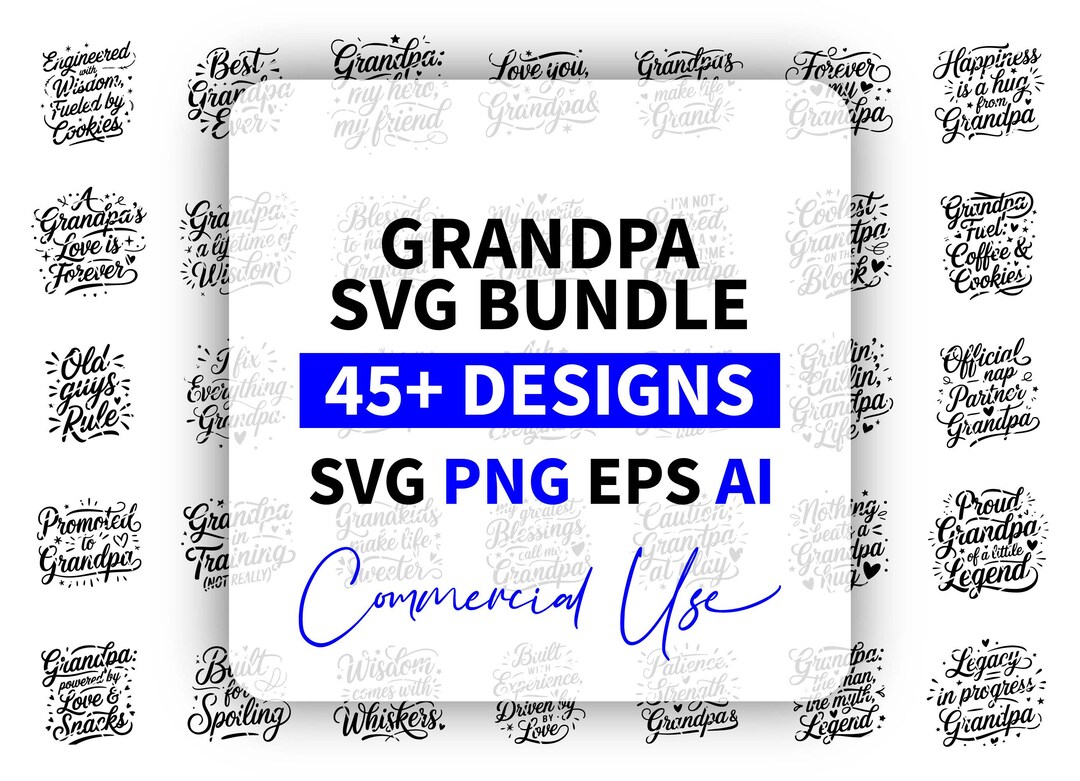 Grandpa Bundle Svg Png, Funny Grandpa Shirt Designs, Papa Svg, Father's ...