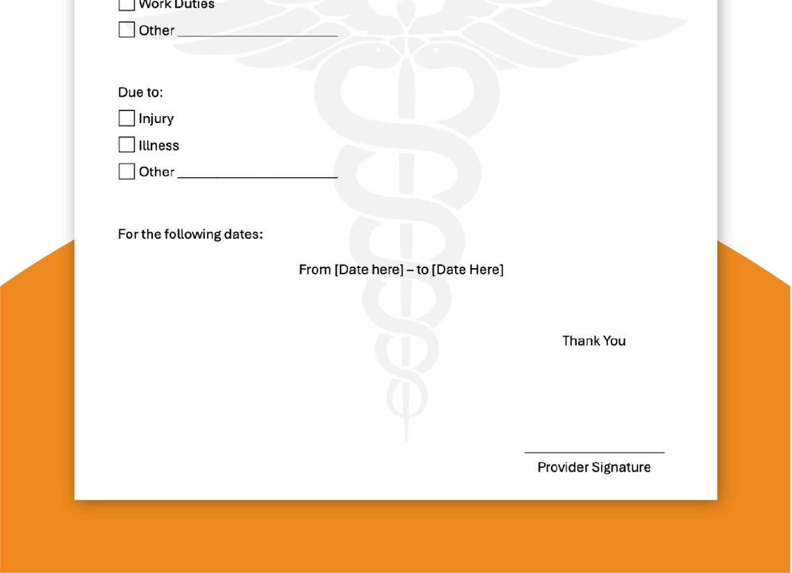 Fillable Doctor Excuse Note, Fillable Doctor Note (pdf-doc), Note for ...