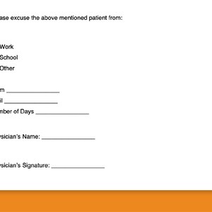 Letter of Absence Editable, Fillable Doctor Excuse Note, Fillable ...
