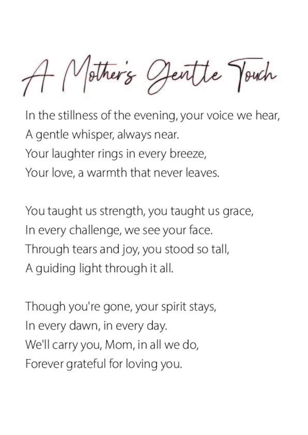 Funeral Poems for Mom, Poem for Funerals, Poems, Printable Poems ...
