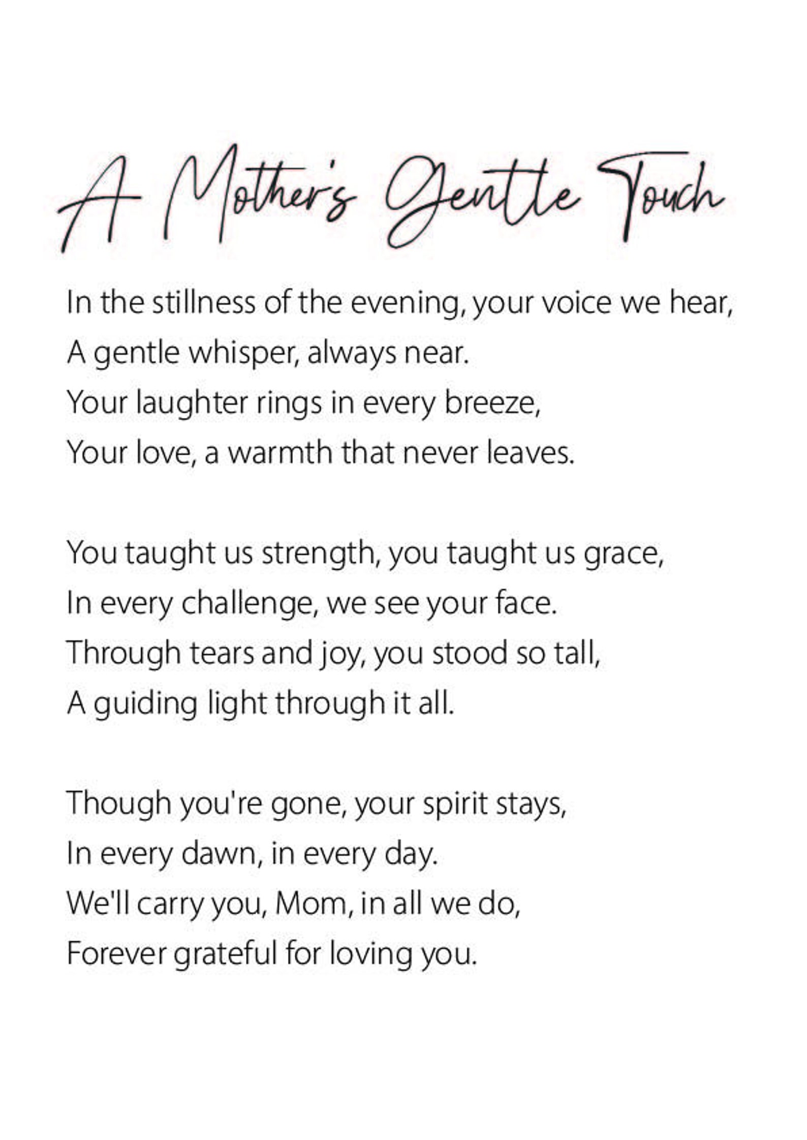 Funeral Poems for Mom, Poem for Funerals, Poems, Printable Poems ...