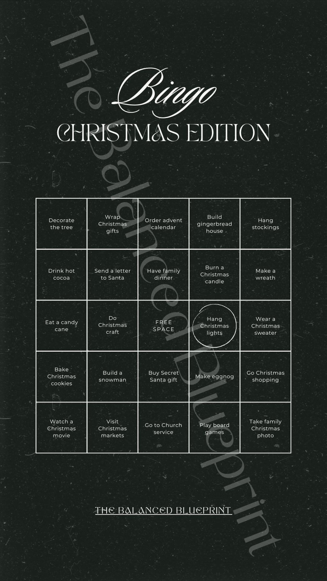 Editable Customizable Christmas Holiday Themed Bingo Card for Instagram ...