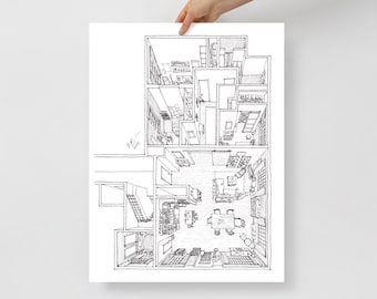 Floorplan of the Loft/apartment From NEW GIRL - Etsy