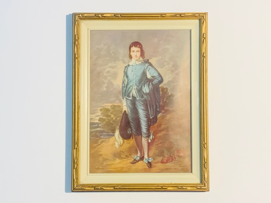 Vintage Wood Framed Blue Boy Print - Etsy