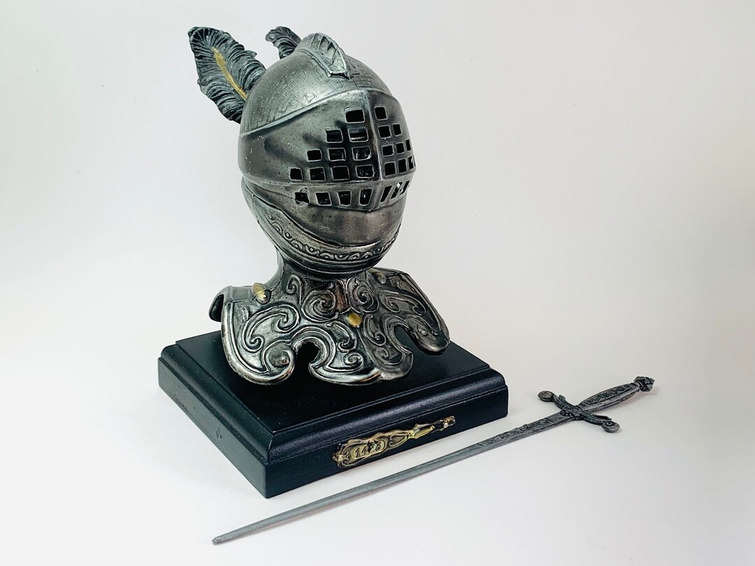 Vintage Medieval Knight Figural Inkwell and Sword - Etsy