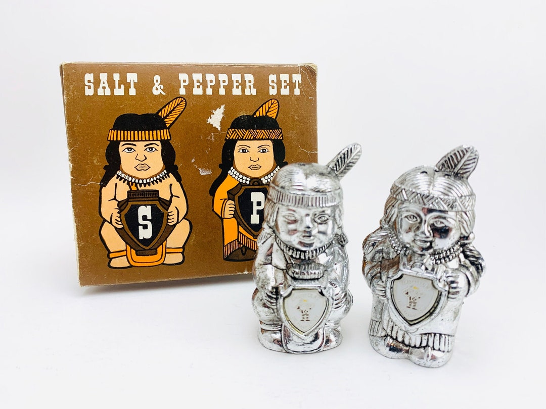 Vintage Native Indian Salt and Pepper Shakers, Kimberley BC Souvenir - Etsy