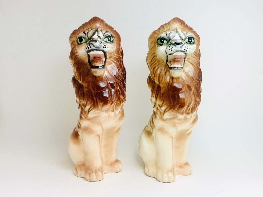 Vintage Large Porcelain Lions - Etsy