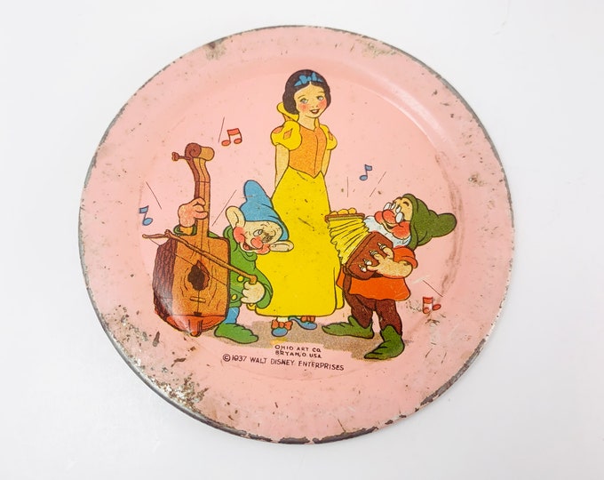 1937 Walt Disneys Snow White Tin Plate - Etsy