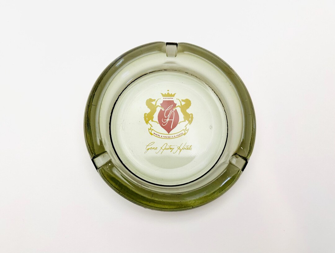 Vintage Gene Autry Hotels Smoked Glass Ashtray - Etsy