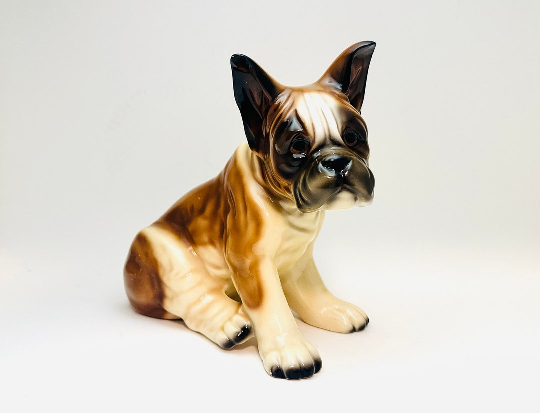 Large Vintage Ceramic Boxer Puppy From Japan - Adorable Collectible for ...