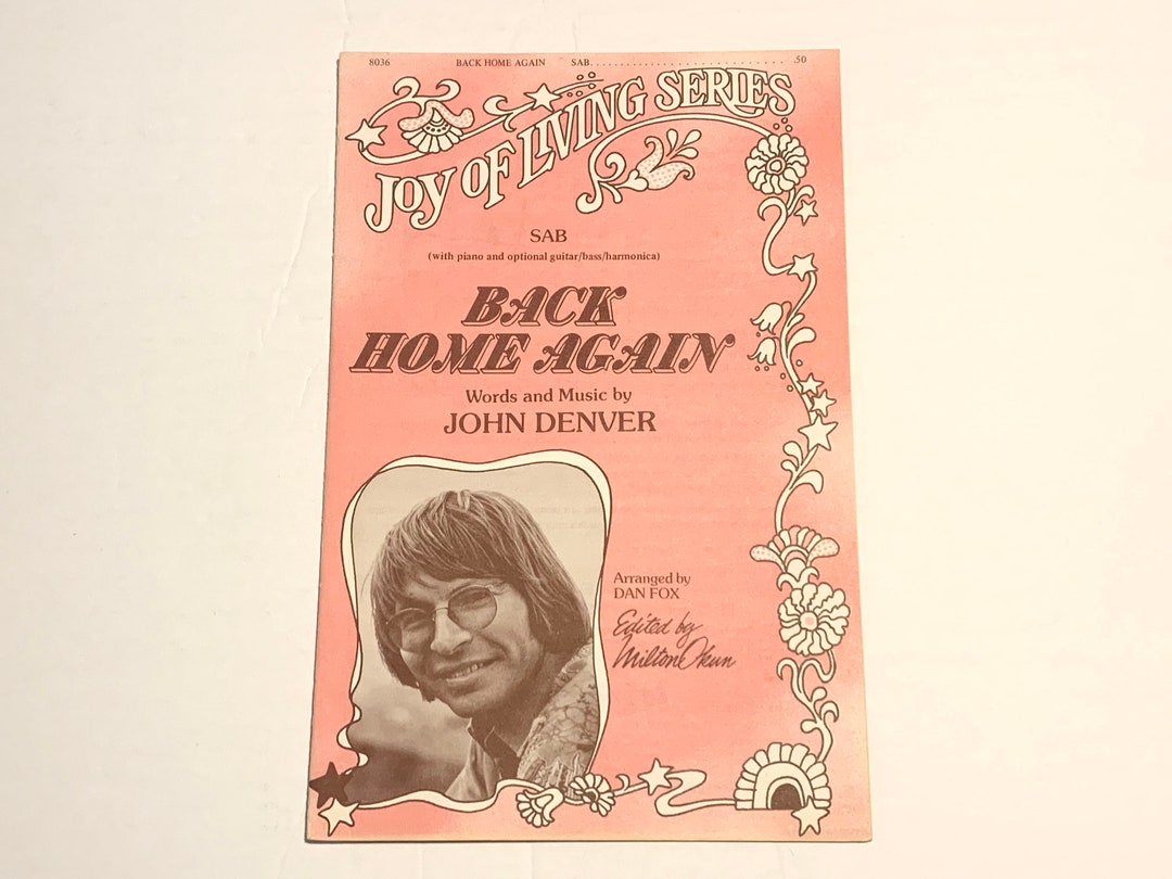 1974 John Denver Back Home Again Sheet Music - Etsy