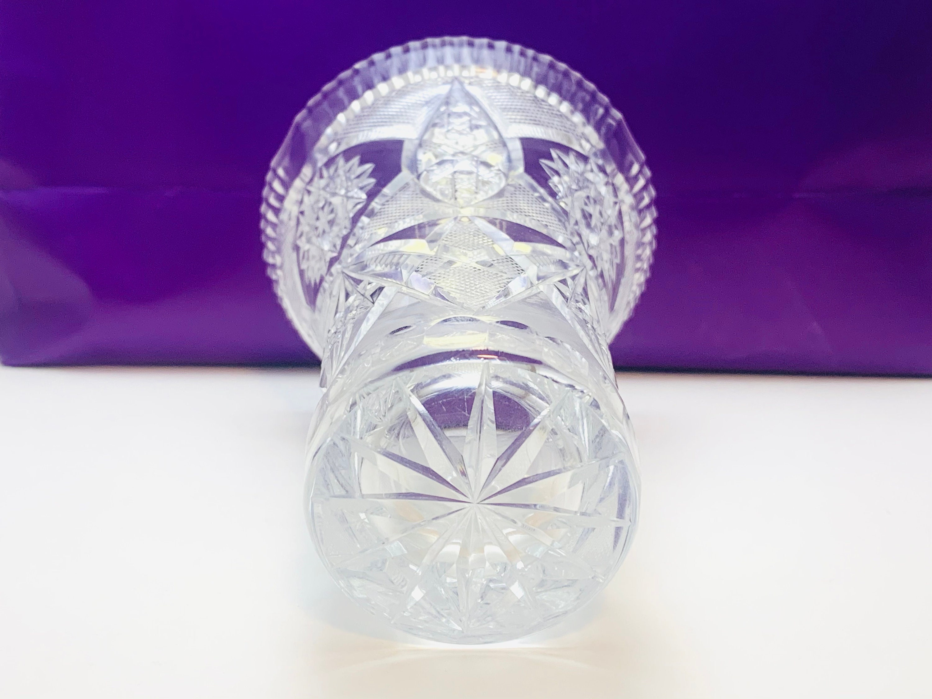 Vintage Crystal Vase Star Design - Etsy