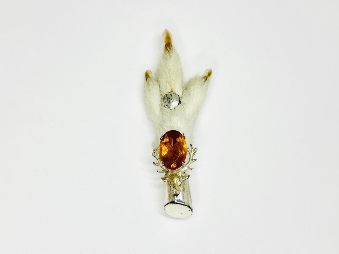 Vintage Scottish Kilt Pin Grouse Claw Brooch Silver Tone & Citrine ...