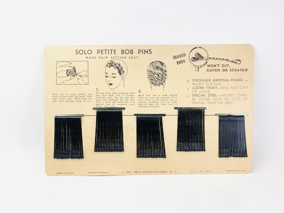 1951 Solo Petite Rubber Tipped Bob Pins - Gem
