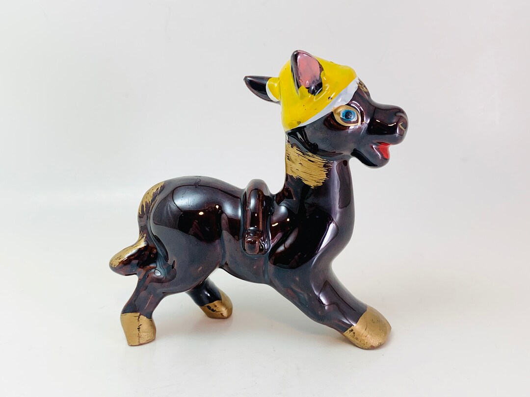 Vintage Redware Pottery Donkey, Japan - Etsy