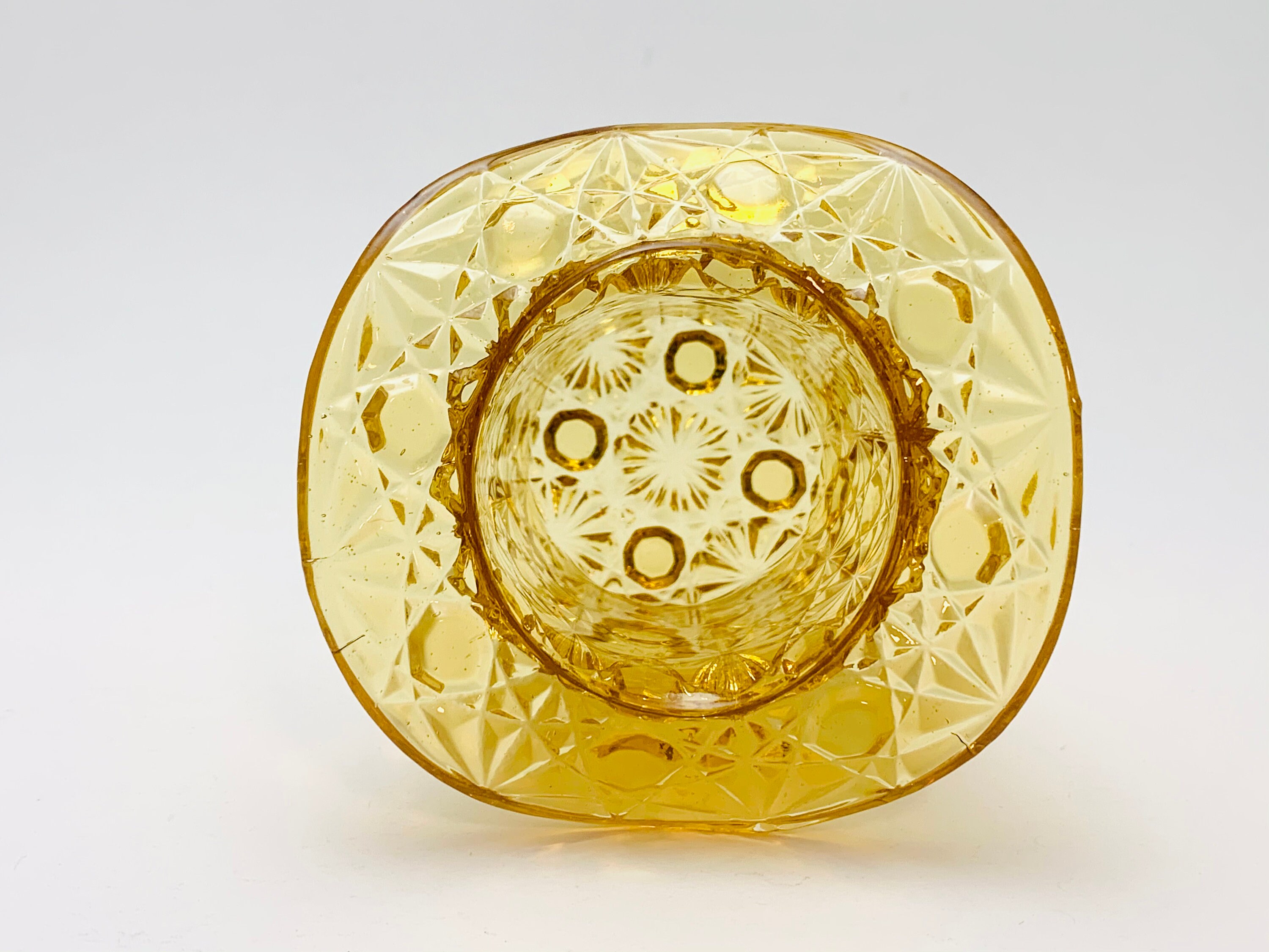 Vintage Amber Glass Daisy & Button Top Hat | Etsy