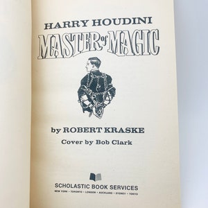 1978 Harry Houdini Masters of Magic Scholastic Book - Etsy