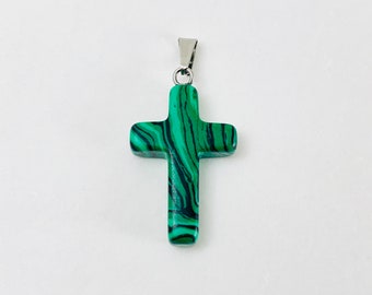 Malachite Cross Pendant - Etsy