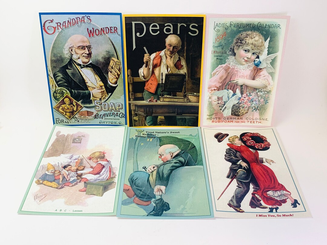 Set of 6 Vintage Ad Postcards - Etsy