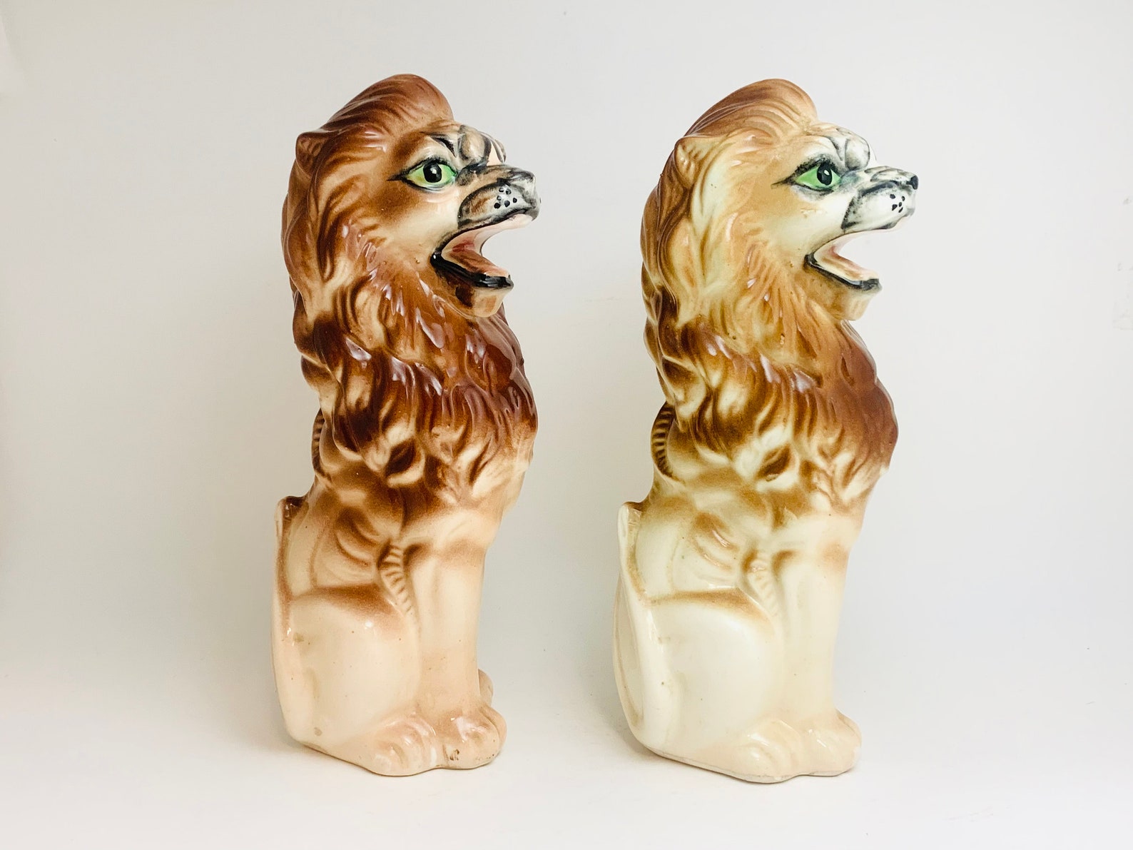 Vintage Large Porcelain Lions - Etsy