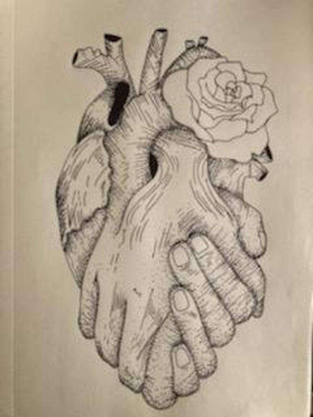 Abstract Anatomically Blended Hand Heart, Original Art, Hand Drawn - Etsy