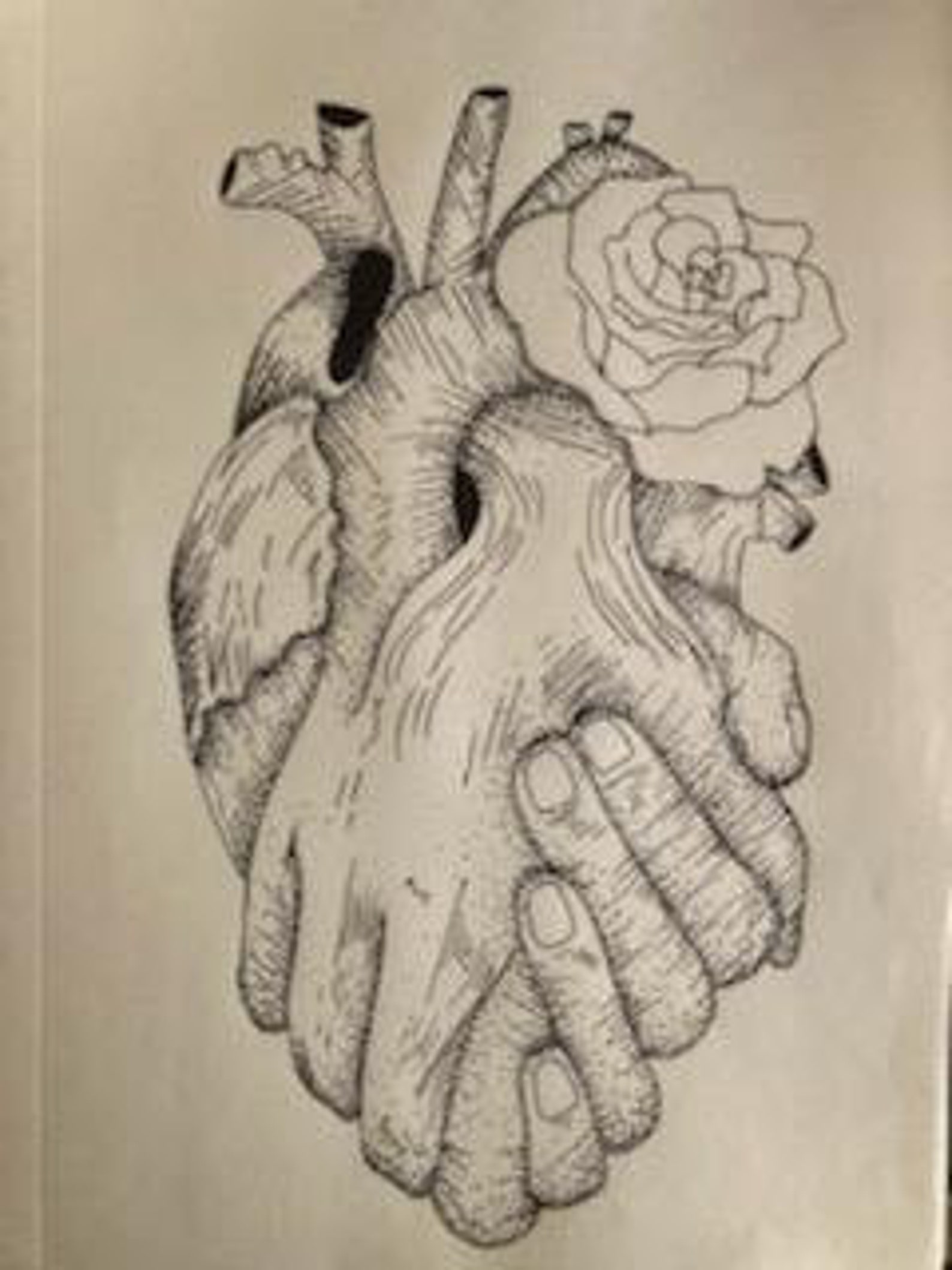 Abstract Anatomically Blended Hand Heart, Original Art, Hand Drawn - Etsy