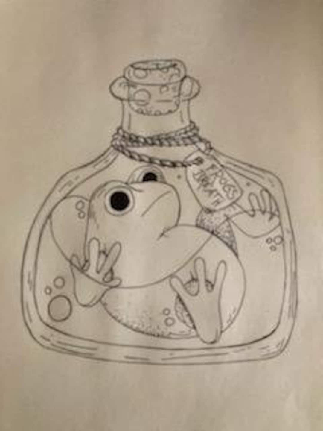 Frog in Witches Jar, Original Art, Hand Drawn - Etsy