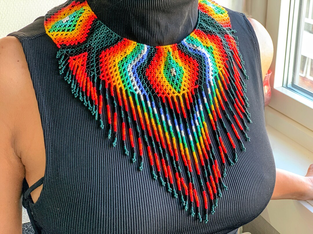 Indigenous Necklace · Kofán Ayahuasca Jewelry, · Unique Beaded Necklace ...