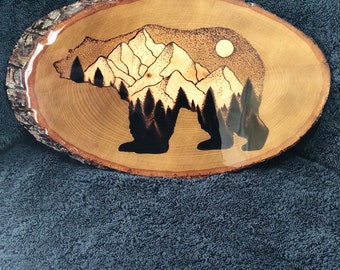 Bear wood burning | Etsy