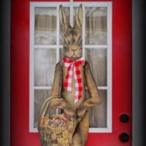Primitive Garden Bunny Rabbit Door Wall Hanging Porch Sitter HUGE ...