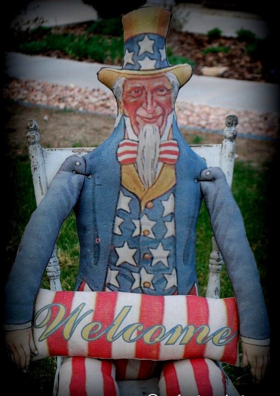 Antique Old World Patriotic American Uncle Sam Red White Blue | Etsy