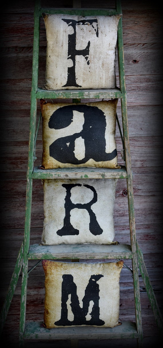 Rustic Primitive Farm Farmhouse Rustic Letters Sign Pillow - Etsy